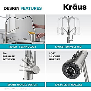 Kraus KCL-1700 Dex 16 Gauge Stainless Steel Single Bowl Sink with Spot Free 18-Inch Commercial Kitchen Faucet with Dual Function Pull-Down Sprayhead in All-Brite