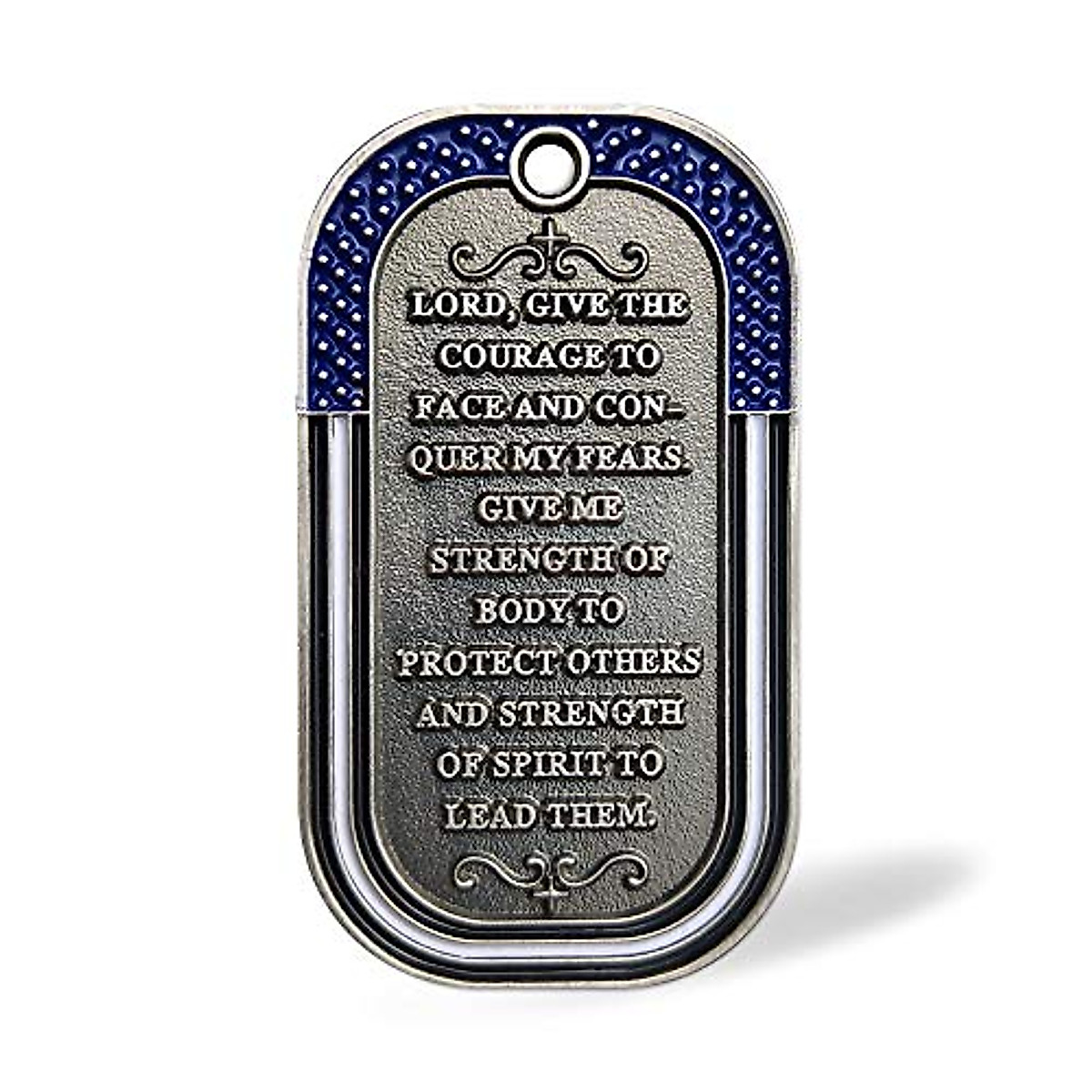 BHealthLife Police Officers Challenge Coin Saint Michael Law Enforcement Prayer Dog Tag Necklace Pendant - Ancient Silver Plated