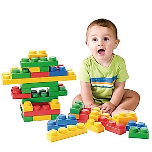 UNiPLAY Basic Soft Building Blocks — Cognitive Development Toy, Educational Blocks, Interactive Sensory Chew Toy for Ages 3 Months and Up (36-Piece Set)