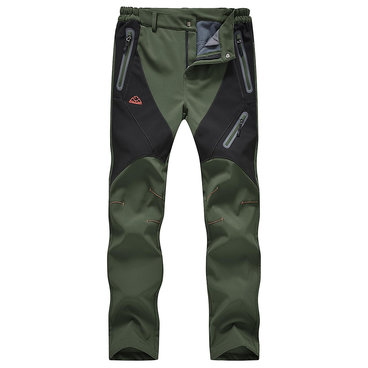 Rdruko Women's Hiking Pants Outdoor Waterproof Windproof Softshell Fleece Slim Snow Ski Pants(Green, US M)