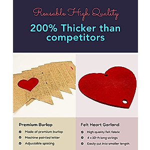 Norcalway Valentines Decorations for Home - 102 Pcs Perfect Valentines Day Decor Premium Felt Valentine Garland and Love Banner - Romantic Decorations Special Night for Home and Hotel