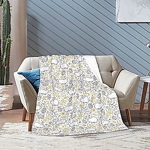 Easter Bunny Fleece Blanket Throw Blanket, Ultra-Soft Cozy Micro Fleece Blanket for Sofa, Couch, Bed, Camping, Travel, & Car Use-All Seasons Suitable 60"X50"