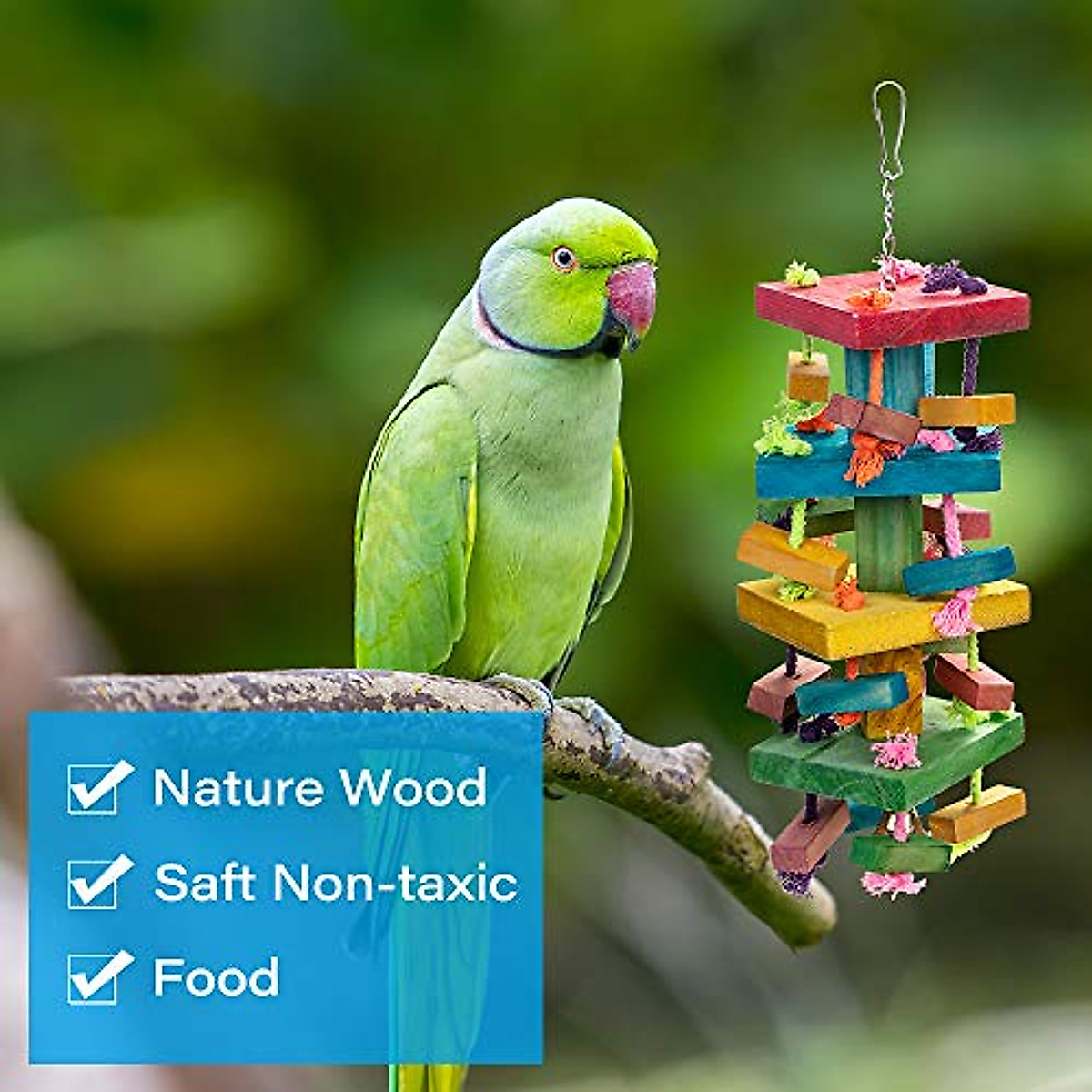 Dono Parrot Knots Blocks Chew Wooden Block Bite Toys Birds African Grey Pure Colorful Knots with Multiple for Small and Medium Parrots and Birds