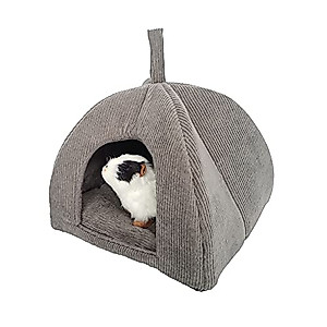 WOWOWMEOW Guinea Pig Tent Bed Cozy Cave Hideout Small Animal House for Rat Chinchilla Ferret Hedgehog (Dark Grey)