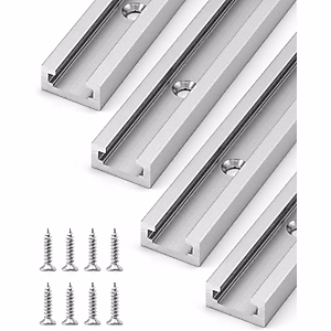 QWORK 12" T-Track, 4 Pack Aluminum Double Track with Mounting Holes for Woodworking