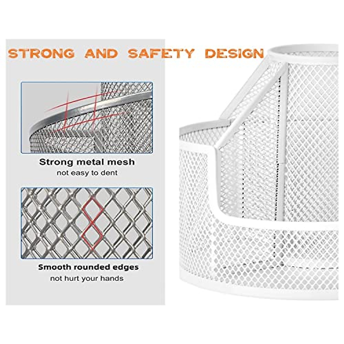 RURYEURT Pencil Holder for Desk, Metal Desk Organizers and Accessories Rotating Pen Holder User Friendly Pen Holder for Desk(White)