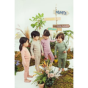 moimoln Girls Boys Unisex Cotton Modal Solid Long-Sleeve Snug fit Pjs Pajama Sleepwear Pink 3T