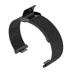 3Chome Band Strap Compatible with Huawei Watch Fit Smartwatch, Stainless Steel Bracelet Wristband Link for Huawei Watch Fit (Black)