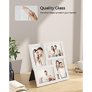 SONGMICS 4x6 Collage Picture Frames, Family Photo Collage Frame Set of 4 for Wall Decor, Glass Front, Wall Hanging or Tabletop, White