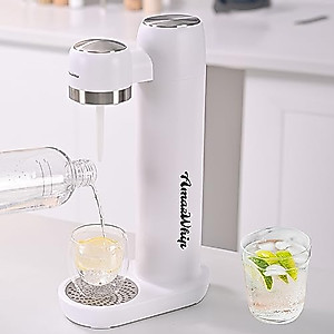 AmazWhip sparkling water maker, paired with CO2 gas canisters and 1L water bottles for Household soda water (White+ 2 canisters)