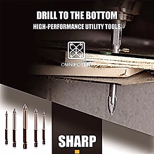 QRTU 5 Pcs Efficient Universal Drilling Tool,Drill Bit Set Thickened High Hardness Accessory Tool,YG6X Alloy Drill Bit Set Drill to the Bottom,Hard Alloy Drill Bits Set for Glass,Plastic,Tile
