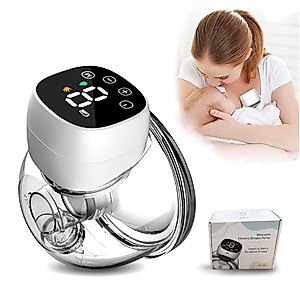 Hands Free Breast Pump Electric,Wearable Breast Pump Portable,Silent Pain-Free Breast Pump HD LCD Display with 3 Mode & 9 Levels - 24 mm Flange (White)