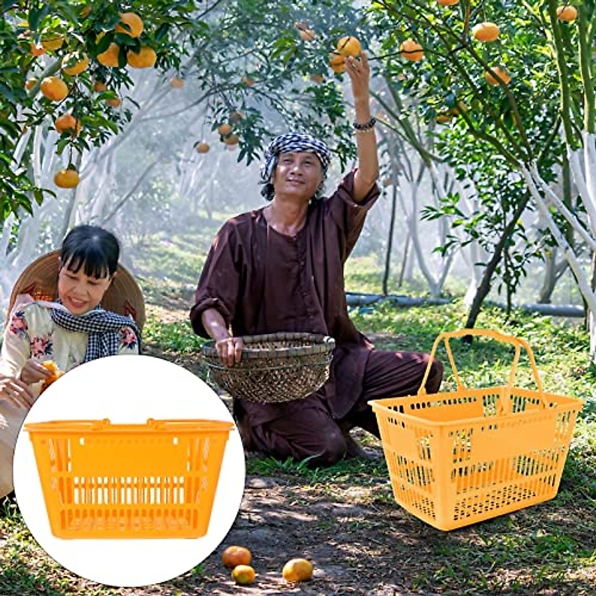 POPETPOP Plastic Shopping Basket with Handle- 16L Portable Handheld Storage Basket Used for Supermarket, Retail, Bookstore