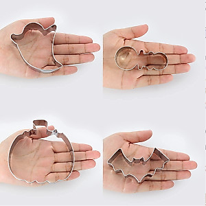 Halloween Themed Cookie Cutter Set, Stainless Steel Skull Bat, Pumpkin Ghost, Bottle Rattle,Onesie Baby Carriage, Biscuit Molds for Baby Shower