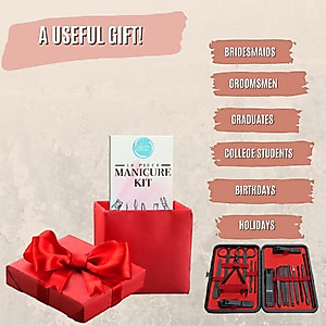 Lydian Luxury Complete Grooming Kit 18 Piece - Professional Travel Nail Kit Gift for Men and Women, Stainless Steel Manicure and Pedicure Nail Tools Clipper Case for Compact Travel, Black and Red