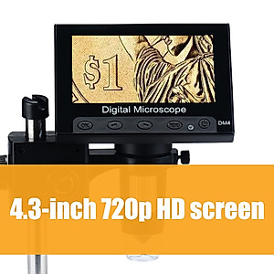 Dearsee 4.3 Inch Coin Microscope, LCD Digital Microscope 1000X Magnification Microscope Coin Magnifier with 8 Adjustable LED Lights for Coin/Stamps/Plants/Soldering, Windows Compatible