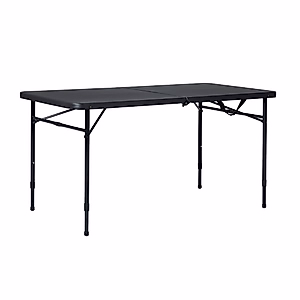 DOrame 4' Fold-in-Half Adjustable Table, Rich Black