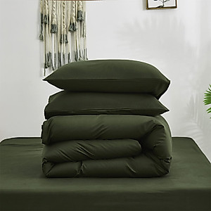 Luxlovery Army Green Comforter Set King Green Bedding Comforter Olive Blanket Quilts Minimalist Army Bedding Set Soft Breathable Blanket Quilts Comforter for King Bed