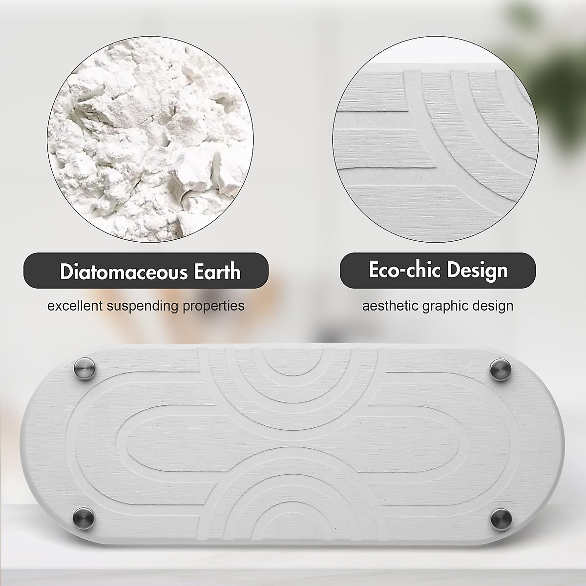 YumTech Sink Tray, Diatomaceous Tray, Fast Drying Stone Sink Caddy, Instant Dry Sink Organizer Bathroom, Water Absorbing Drying Stone Tray for Sink, Drying Stone for Kitchen Counter(2-Tier, Grey）