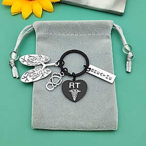 RT Respiratory Therapist Keychain Gifts Respiratory Therapy Gifts Lung Breathe Lung Specialist Stethoscope Anatomical Keyring Father Day Nurse Day Respiratory Care Jewelry Gift for Doctor Nurse