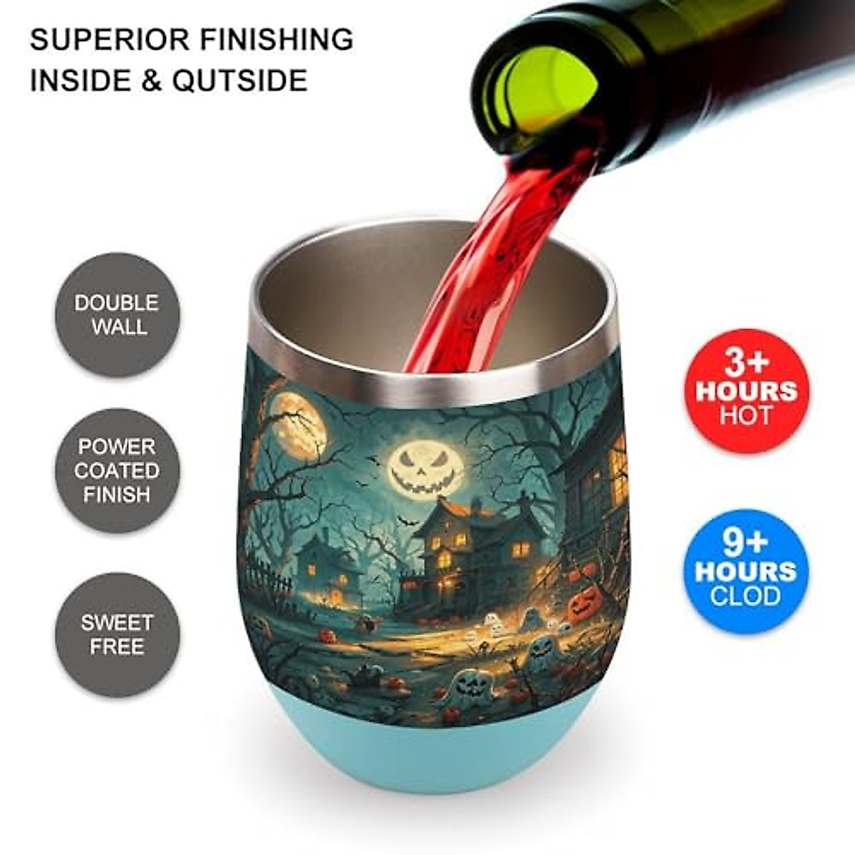 WYUSPGK 304 Stainless Steel Insulated Cup, Abandoned Art Halloween Print Smooth Rim, Durable & Reusable - Perfect for Office, Home, And Travel