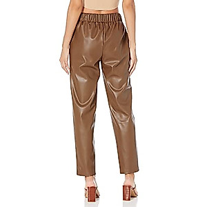 The Drop Women's @lisadnyc Faux Leather Pull-On Jogger, Coffee Bean, XL