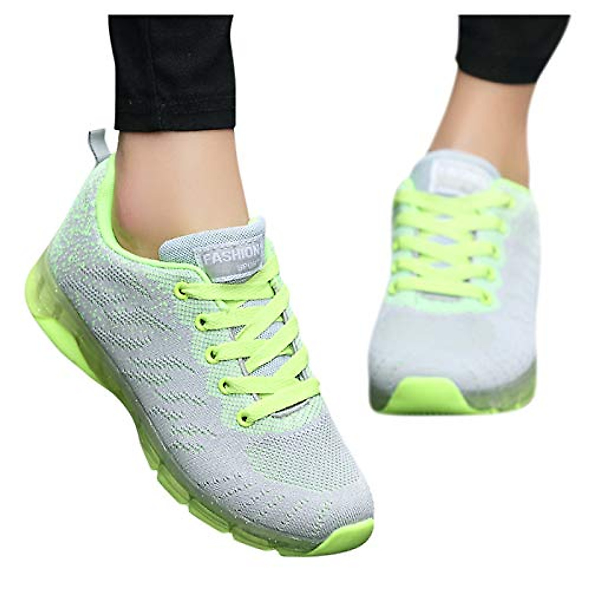justHIGH Women's Running Shoes Slip Resistant Work Shoes Lightweight Lace Up Sneakers Green