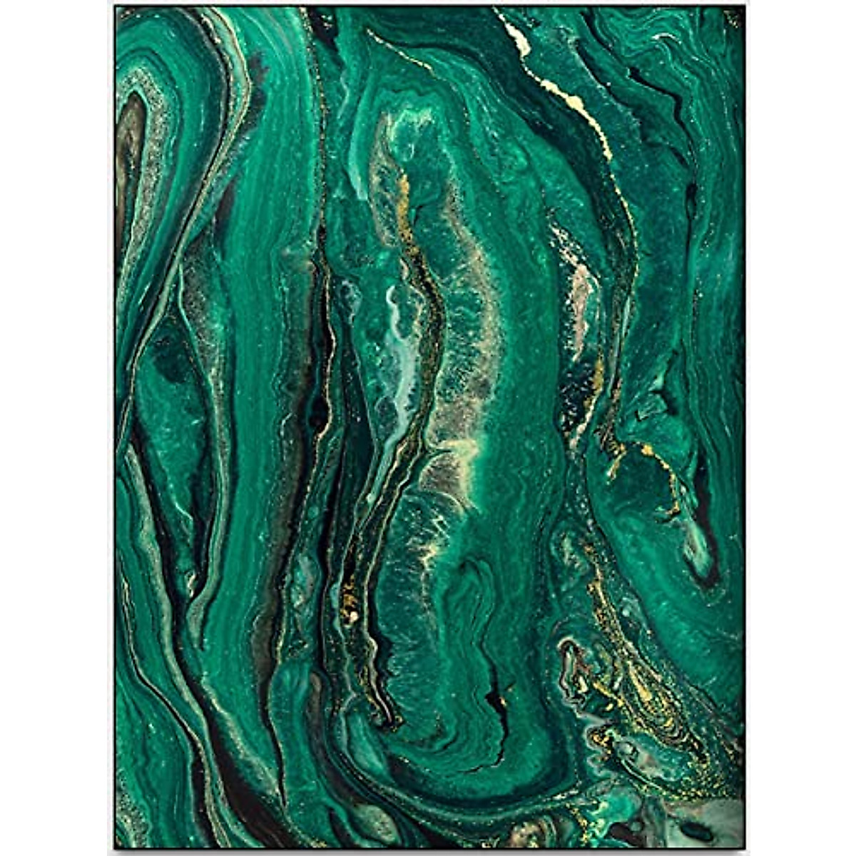 Emerald Green Gold Abstract Modern Area Rugs 4x6 Marble Pattern Hunter Carpets Rugs for Living Room Bedroom Dining Room Retro Accent Home Office Floor Rugs Indoor Non-Slip Kicthen Laundry Room Rug