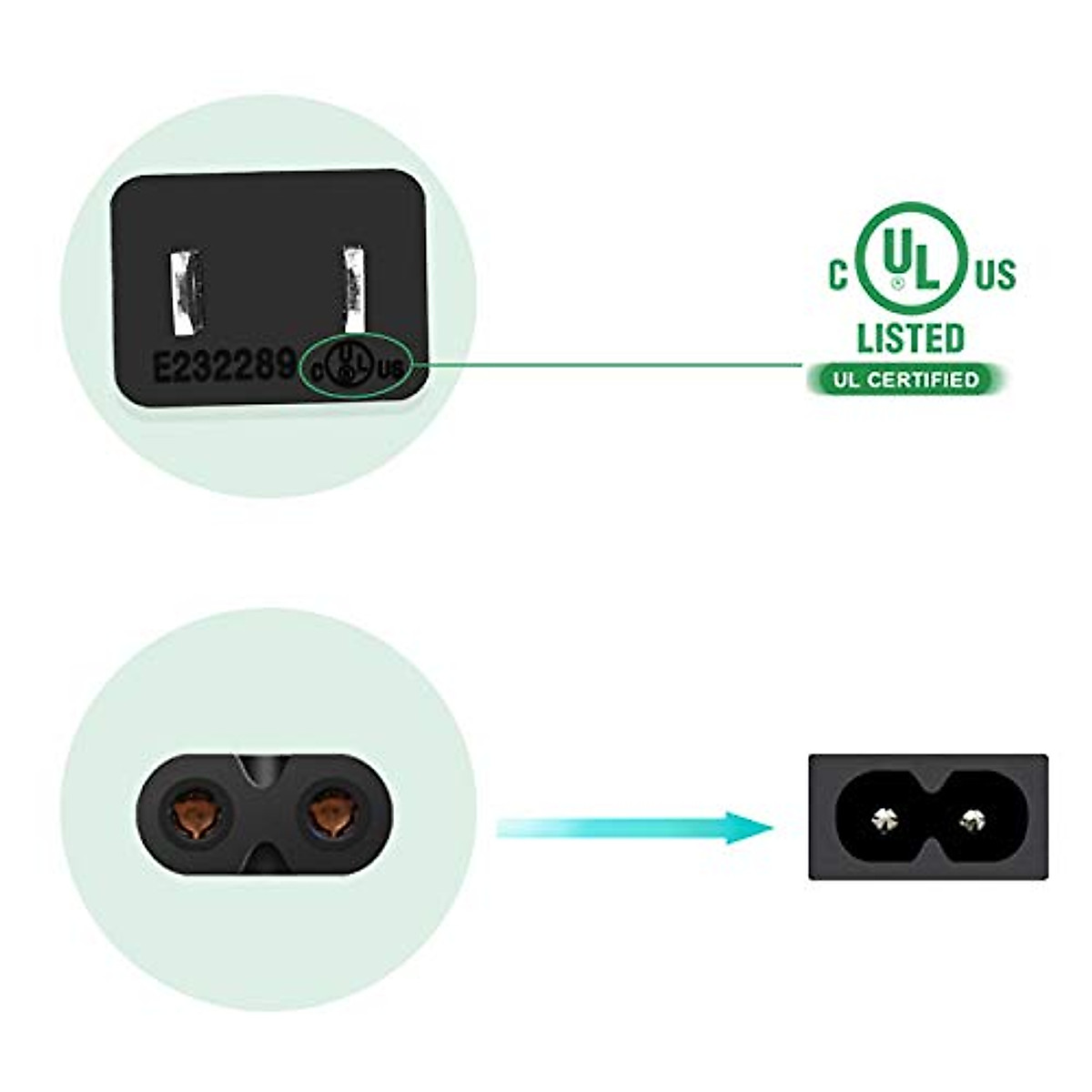 4FT AC Power Cord Compatible with Sony PS5/ PS4 Slim / PS3 Slim /, Xbox Series S, Xbox Series X, Xbox One S/X Game Console Power Cable Replacement