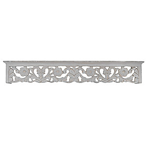 American Art Decor Hand-Carved Medallion Floating Wall Shelf - Grey (30”)