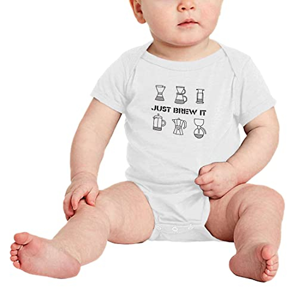 BABYWEN Just Brew It Coffee Movement Cute Baby Clothing Bodysuits Boy Girl Unisex (White, 3-6 Months)
