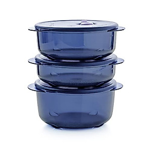 Tupperware Brand Vent ‘N Serve Container Set - 3 Small Round Containers to Prep, Freeze & Reheat Meals + Lids - Dishwasher, Microwave & Freezer Safe - BPA Free