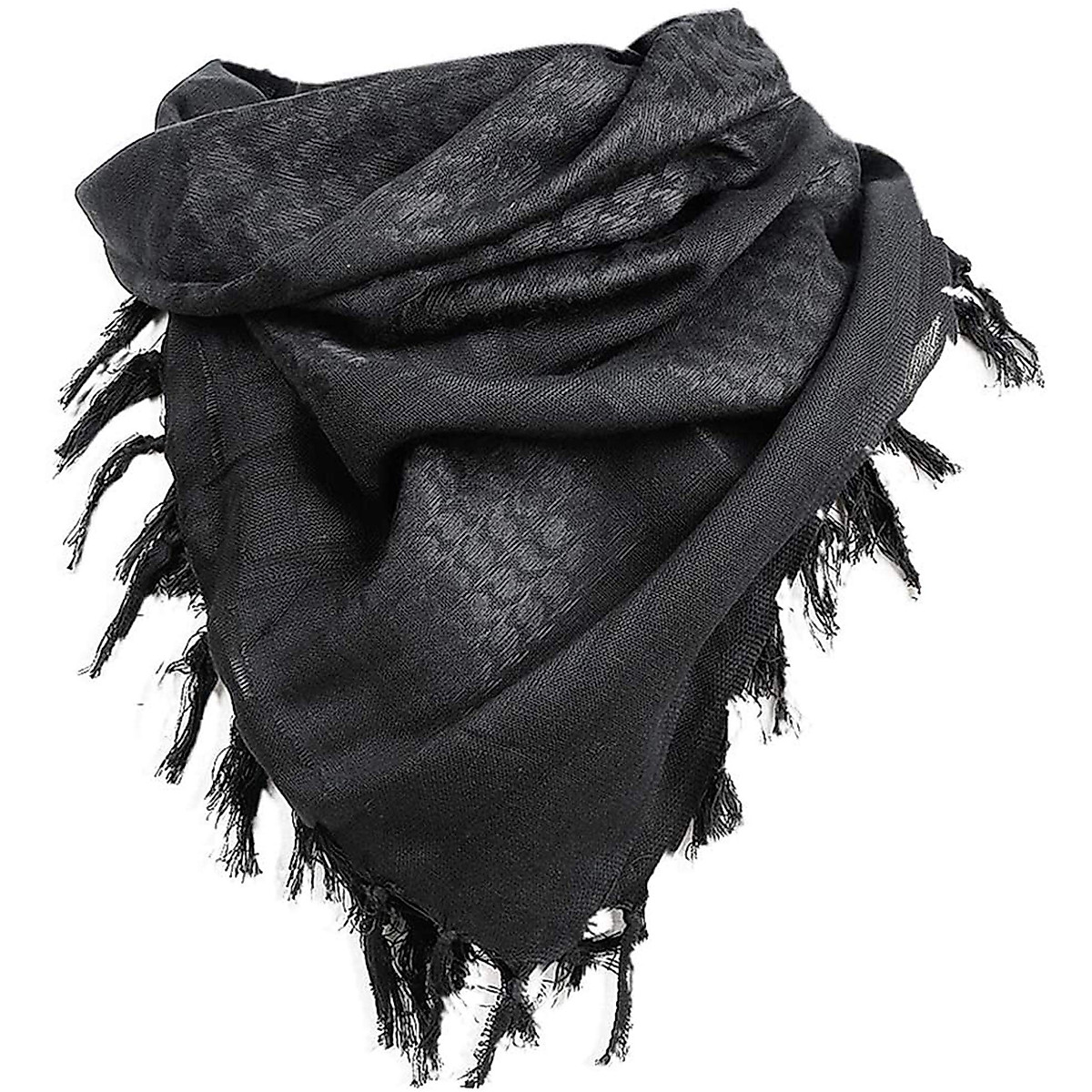 Luxns Military Shemagh Tactical Desert Scarf / 100% Cotton Keffiyeh Scarf Wrap for Men And Women/Black 43"x43"