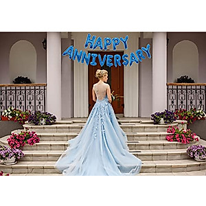 16 Inch Anniversary Aluminum Foil Balloons,Happy Anniversary Party Decorations Blue