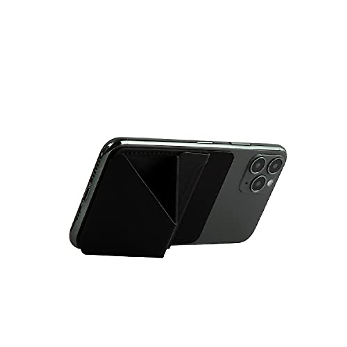 MOFT Cell Phone Stand with 2 Viewing Angles for Andriod, iPhone and All Smartphones, Repositionable, Residue-Free 3-in-1 Adhesive Wallet Stand (Pure Black)