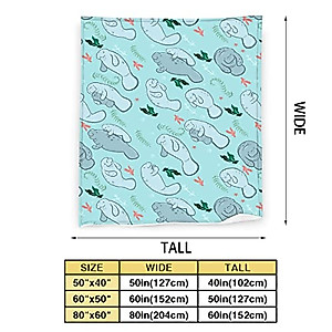 Jbiovwdc Manatees Fleece Throw Blanket LightweightSoft Cozy Plush Blanket for Couch Bed Sofa Travelling Camping for Kids Adults Gifts