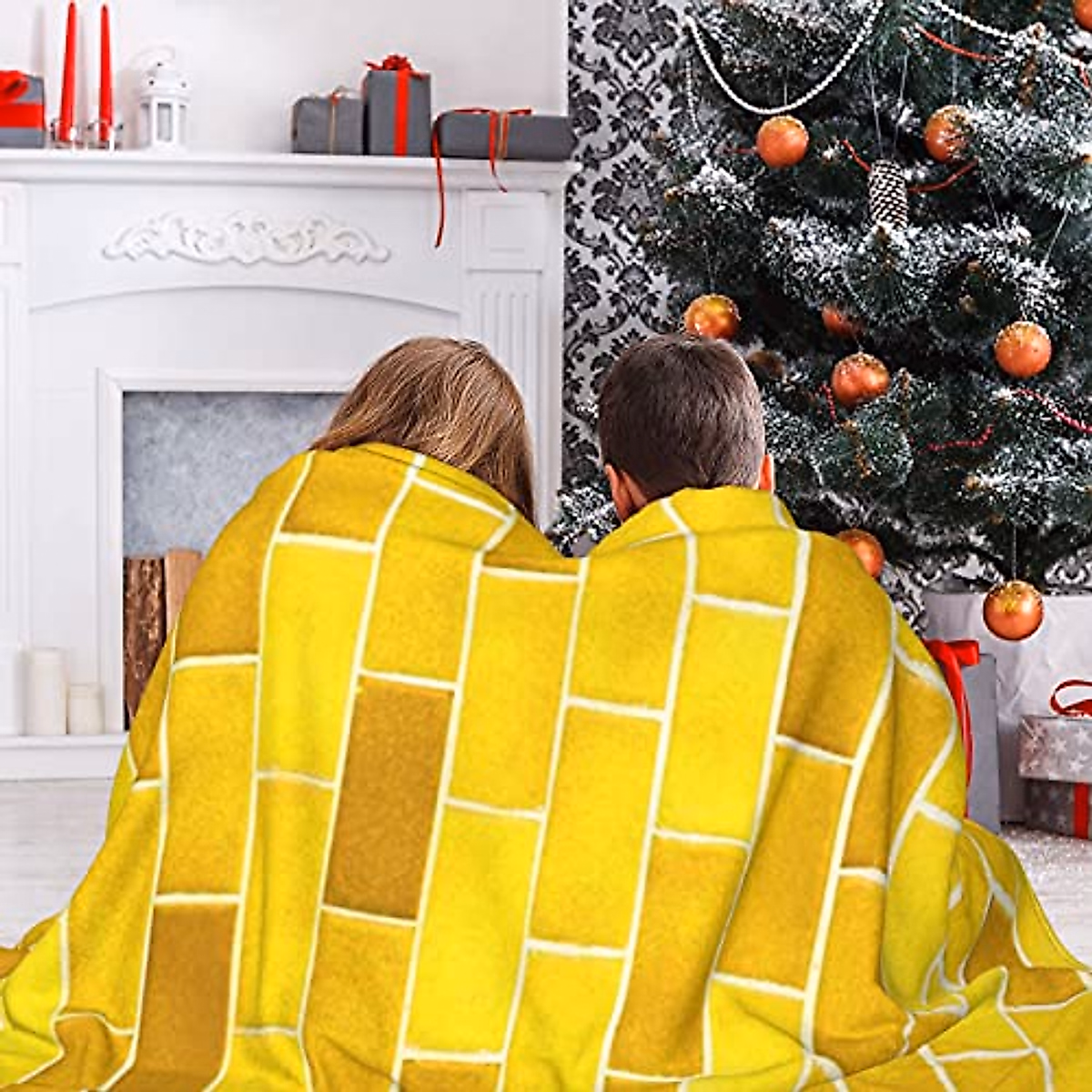 Yellow Brick Road Blanket for Bed Couch Sofa,Yellow Mosaic Tiles Throw Blanket,Soft Cozy Plush Warm Fuzzy Lightweight Microfiber Fleece Blanket for Adults Teens Kids 60"X50"