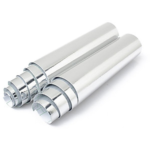 Simplemuji 12inch by 79inch Self-Adhesive Reflective Chrome Silver Vinyl Wrap Sticker Decal Film Sheet