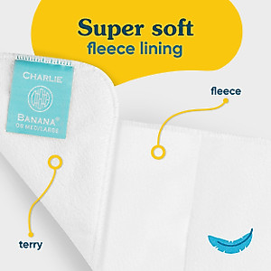 Charlie Banana Baby Super Absorbent Deluxe Reusable and Washable Diaper Insert, One Size, 3-Pack, Small