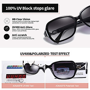 AOMASTE Retro Square Polarized Sunglasses for Women UV400 Protection Driving Outdoor Eyewear