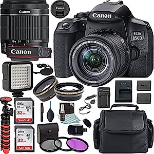850D / Rebel T8i DSLR Camera with EF-S 18-55mm f/4-5.6 is STM Lens + Accessory Bundle Kit (Flash, Travel Charger, Extra Battery, and More)
