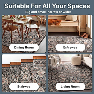 Well Woven Asha Collection Elegant Charcoal Grey Oriental 6x9 Rug Perfect for Living Room Dining Room or Bedroom Ideal for High-Traffic Areas with Vintage-Inspired Low Pile