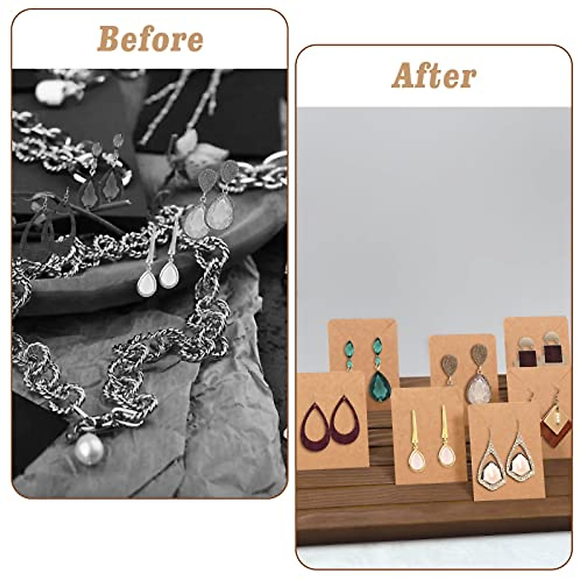 ZYP Wooden Earring Display Stands for Selling,Portable Jewelry Display Retail Earring Jewelry Organizer Stand Jewelry Showcase Rack Earring Card Holder Display with 50 Earring Cardboard