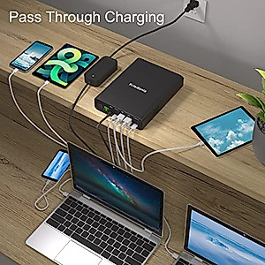 Krisdonia Portable Charger, PD 100W USB C Power Bank 64000mAh Fast Charging External Battery Pack with Dual USB-C PD (100W&65W) & 4 USB-A (QC3.0 18W) for Type-C Laptops, MacBook Pros, XPS, iPad Pro