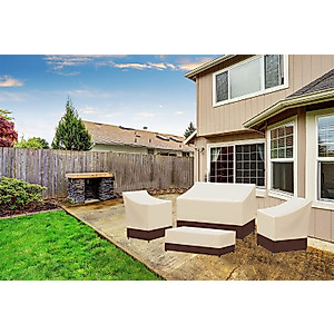 SIRUITON Patio Furniture Cover Set ,Fit for 4 Pieces Patio Outdoor Rattan, Wicker Chair Conversation Furniture Sets,Heavy Duty Durable and Water Resistant Fabric (Yellow)