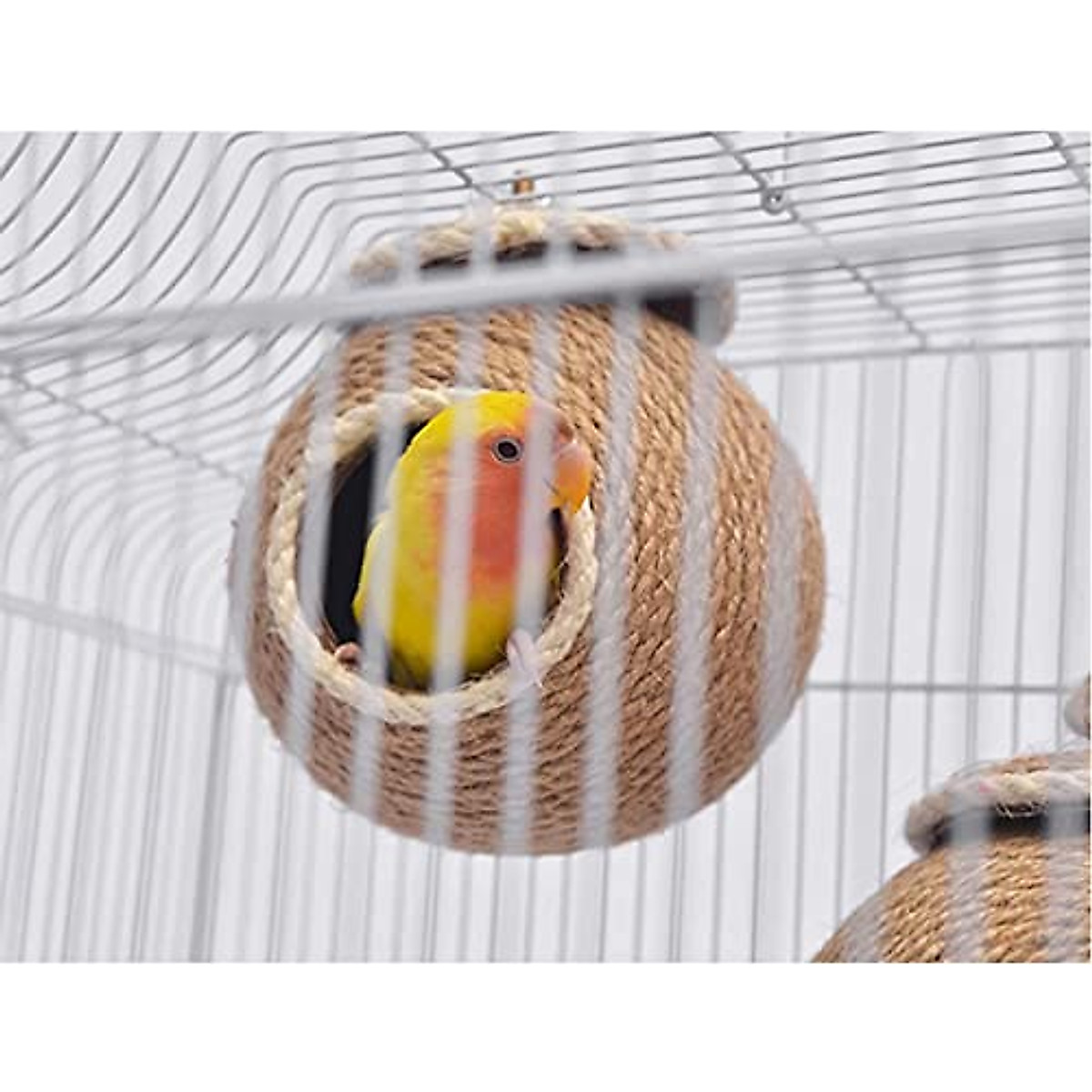 Birdhouse, Parakeet Bird Nest for Cage Coconut Shell Rope Weave Bird Breeding Nest for Budgie Parakeet Conure Canary Lovebird