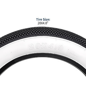 2 Pack 20" E-Bike Tires 20x4.0 Classic White Wall Tires with 2 Nylon Rim Strips for 20 x 4.0 Electric Bike Bicycle Tires