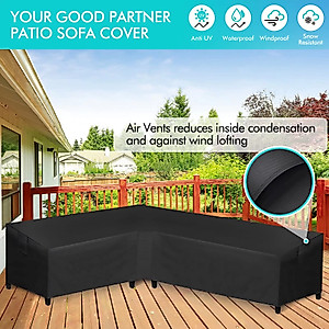 WLEAFJ Patio L-Shaped Sectional Sofa Cover Waterproof, Heavy Duty Outdoor Sectional Couch Cover, Lawn Patio Furniture Cover with Air Vent, Left Facing, 83" L/104 L x 32" D x 31" H