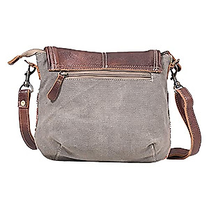 Myra Bag Crack Flap Upcycled Canvas & Leather Crossbody Bag S-1622
