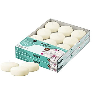 BOLSIUS 3 Inch Ivory Floating Candles - 24 Count Unscented - Premium European Quality - Imbue Breathtaking Ambiance for Romantic Wedding Centerpieces, Decorations, Events, Pool, Holiday, and Parties